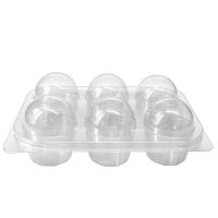 China 6 Cavity Clear PET Hinged Cupcake Box with Dome Lid Disposable Bakery Packaging for sale