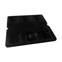 China Black Flocked Plastic Medal Tray 6 Cavity Coin Display Insert Blister Packaging for sale