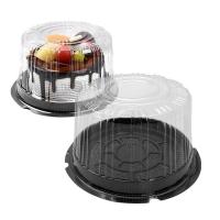 China 6/9 Inch Round Clear PET Dome Cake Container with Black Base Disposable Cake Packaging Box for sale