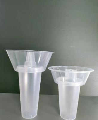 China ODM Plastic Milk Tea Cup with Snack Tray on Top for sale