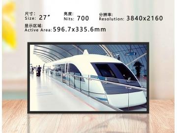 China 27-inch Stretched Bar LCD Display with 700 Nits Brightness, 3840x2160 Resolution, and eDP Interface for Smart Retail Shelves for sale