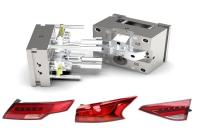 China Car Headlight Red Plastic Injection Parts ABS Transparent Injection Molding for sale