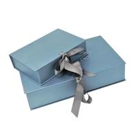 China Foldable Ribbon Closure Clothing Packaging Box Custom Rigid Box Packaging Cardboard for sale