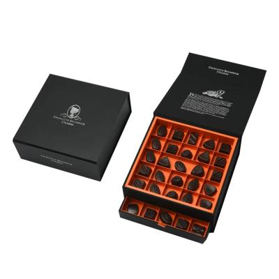 China Black Chocolate Food Packaging Box Handmade Luxury Paper Empty Candy Box for sale