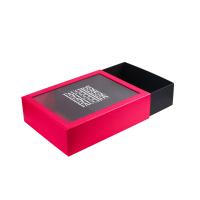 China Debossing Craft Slide Out Storage Boxes Recyclyable Gift Boxes With Clear Window for sale