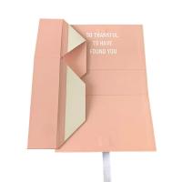 China Ribbon Closure Clothing Packaging Box Stamping Logo Custom Shape Rigid Box for sale