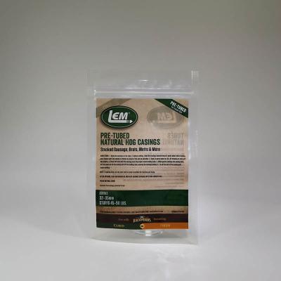 China Transparent Material Printed Custom Size Three Side Seal Bagwith Zipper Food Grade Packaging Bag For Natural Hog Casings for sale