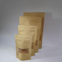 China 300x180mm 7 Inch Kraft Paper Pouches , Kraft Paper Stand Up Pouch With Window for sale