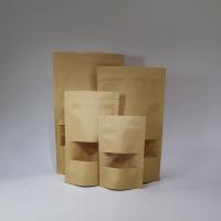China 300x180mm 7 Inch Kraft Paper Pouches , Kraft Paper Stand Up Pouch With Window for sale