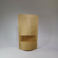 China 300x180mm 7 Inch Kraft Paper Pouches , Kraft Paper Stand Up Pouch With Window for sale