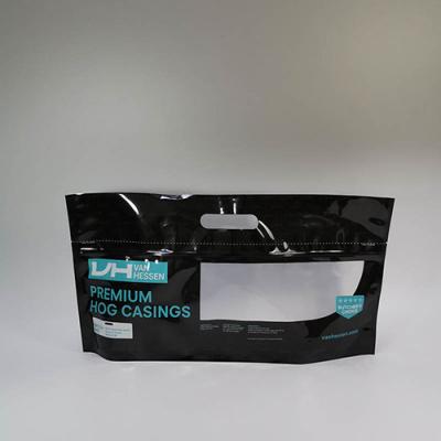 China CPP 140um 290x550mm Food Packaging Pouches , Black Stand Up Pouch With Window for sale