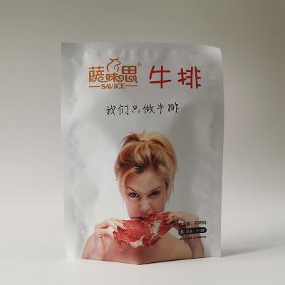 China Steak 3 Side Seal Heat Seal Food Packaging Pouches External Packaging for sale