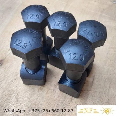 China NF Conical Bulldozer Plough Bolt With Nut Point Fixing M12x55mm 10.9/12.9 Grade for sale