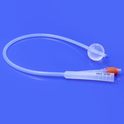 China Disposable Two-Lumen Silicone Foley Catheter 8-26Fr with 6ATM Balloon Pressure and ISO 10993 Certification for sale
