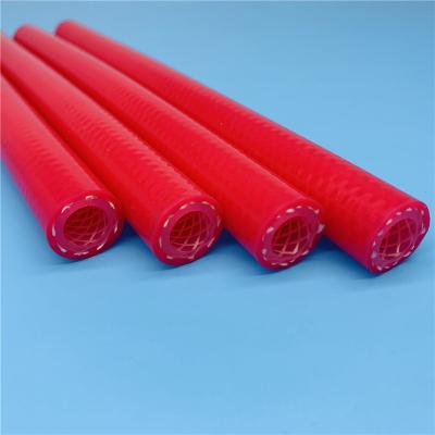 China Food Grade Flexible Reinforced Braided Silicone Tubing Red Color -40°C to 200°C for sale