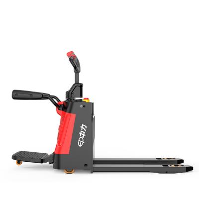 China Hydraulic Pedal 15000 Lb Electric Pallet Jack Double Riding For Stacking Palletized Goods for sale