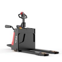 China Hydraulic Pedal 15000 Lb Electric Pallet Jack Double Riding For Stacking Palletized Goods for sale