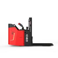 China Battery Operated Warehousing Straddle Pallet Stacker Forklift Double Lift for sale