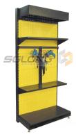 China Lighting Box Header Supermarket Display Racks , Metal Shop Shelving Perforated Back for sale