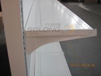 China White Slatwall Back Retail Gondola Shelving For Chain Shops / Convenience Store for sale