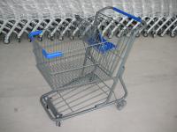 China Supermarket Wire Shopping Basket With Wheels , Commercial Shopping Trolley for sale