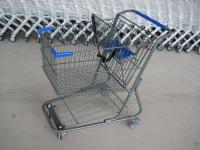 China Supermarket Wire Shopping Basket With Wheels , Commercial Shopping Trolley for sale