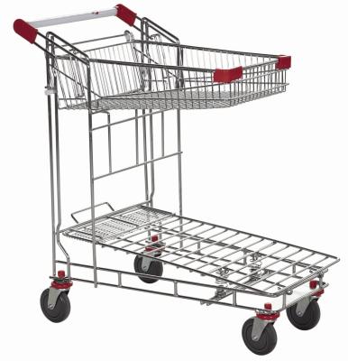 China Supermarket Shopping Trolley Cargo Cart Zinc Plated Urface Treatment SGL-Y-034 for sale