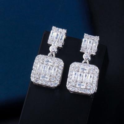 China Fashion Wedding Jewelry Earring Full Crystal Rhinestone square Shape Bridal Jewelry Earrings for sale