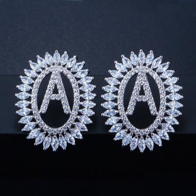 China Fashion CZ Letter Earrings Jewelry Christcross-row Earrings necklace jewelry set for sale