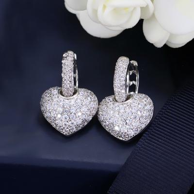 China Fashion Crystal CZ Heart Shape Eearring high quality sparking bling Heart Shape Jewelry Earrings Necklace Jewelry Set for sale
