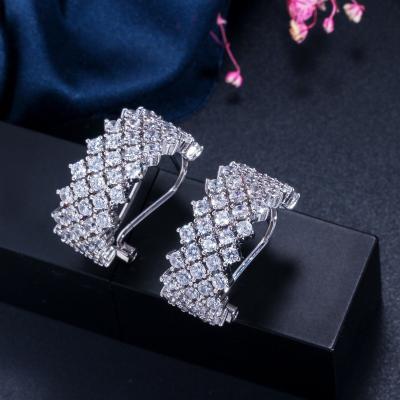 China Sparkling Color Zirconia Hoop Earrings Paved Full Crystal Circle Earrings Luxury Women CZ Earring Jewelry for sale