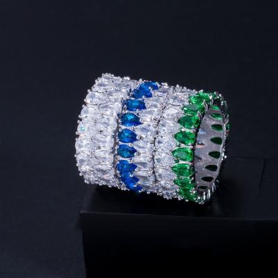 China Hot Sale Rainbow CZ Ring For Women Fashion Engagement Wedding Ring Top Quality Charm Ring Jewelry for sale