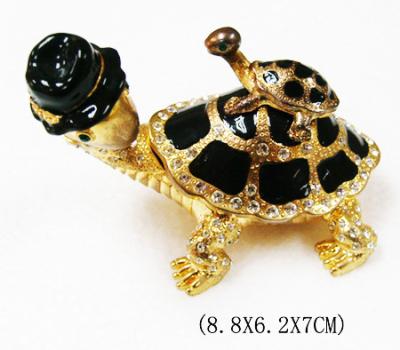 China Antique Bejeweled Metal Trinket Boxes for sale