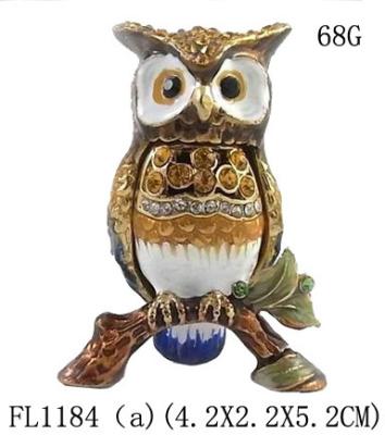 China Fashion Metal Alloy Pewter Rhinestone Crystal Enamel Eagle Trinket Jewelry Box for sale