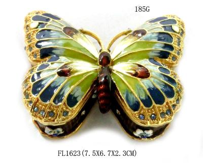 China Colorful Butterfly Metal Alloy Jewelry Box Butterfly Trinket Box for sale