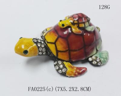 China Mum & Baby Turtle metal trinket box turtle enamel metal jewelry box for sale