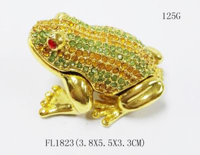 China Animal trinket jewelry box Frog diamond decoration pewter jewelry box for sale