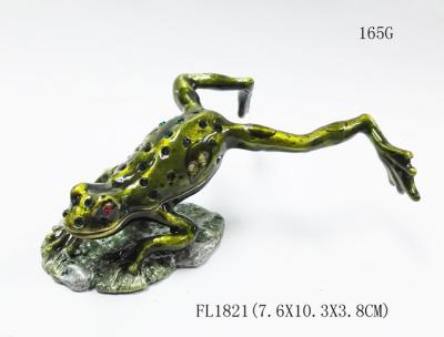 China Leaves the frog shape trinket box with rhinestone for lovely jewelry box for sale