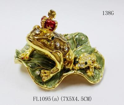 China Leaves the frog shape trinket box with rhinestone for lovely jewelry box for sale