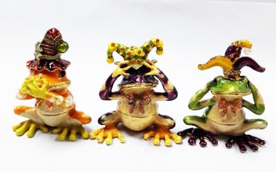 China Pewter alloy gold plated three Frog Jeweled Trinket Box three Frog Jewelry trinket box Box for Jewerly for sale