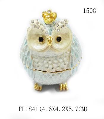 China Bird metal jewelry box owl trinket boxes alloy animal bird trinket jewelry box for sale