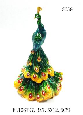 China Shinny Gifts China Manufacturer Peacock Trinket Box Metal PeacockJewelry Box Pewter Box for sale