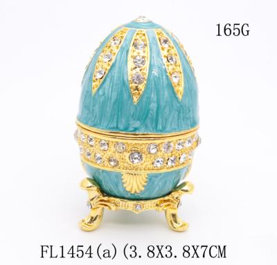 China Russian Faberge Easter Egg Vintage Style Easter Egg Box Egg with Rich Enamel Sparkling Rhinestone Jewelry Trinket Box for sale