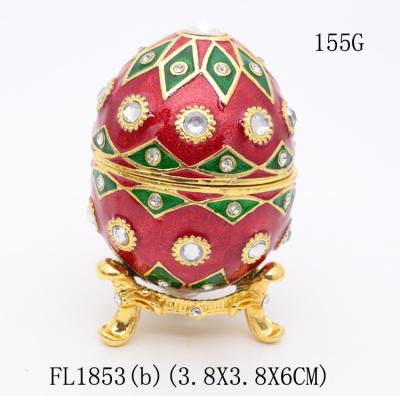 China Faberge Egg Style Decorative Enameled Trinket Box Classic Russian Egg Jewelry Box Collectibles Unique Easter Egg Gift for sale