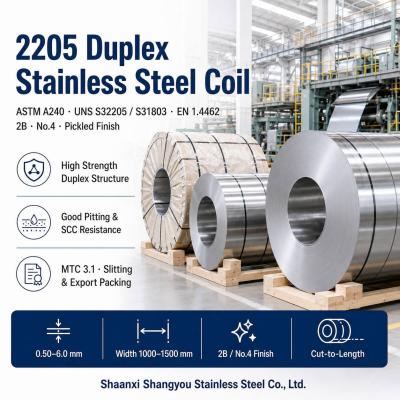China 2205 Duplex Stainless Steel Coil with High-Strength Dual-Phase Structure for Marine and Chemical Applications ASTM A240 for sale