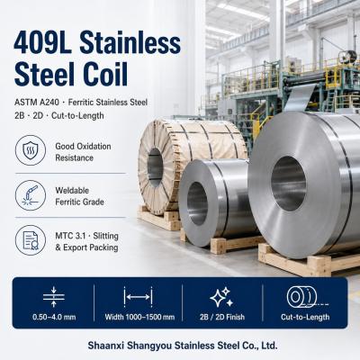 China 409L Stainless Steel Coil with Titanium Stabilized Ferritic Structure for Automotive and Heat Resistant Applications  ASTM A240 for sale