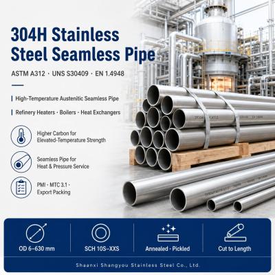 China ASTM A376 TP304H Stainless Steel Seamless Pipe with Creep Resistance for High Temperature Service for sale