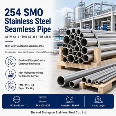 China ASTM A312 254 SMO Stainless Steel Seamless Pipe with 6% Molybdenum for Extreme Chloride Resistance for sale
