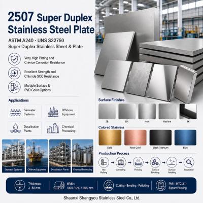 China ASTM A240 2507 Super Duplex Stainless Steel Plate UNS S32750 with PREN >40 and Extreme Corrosion Resistance for sale