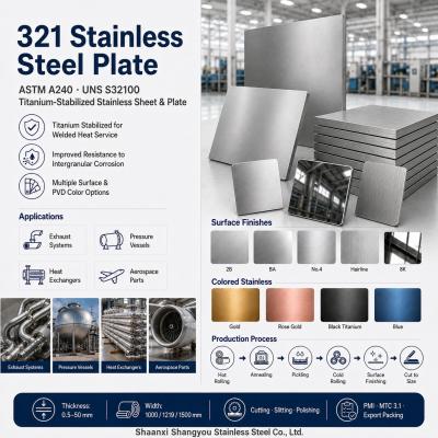 China ASTM A240 321 Stainless Steel Plate UNS S32100 with Titanium Stabilization for Intergranular Corrosion Resistance for sale